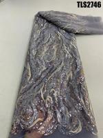 China New Arrival Quality Fancy Sequin Embroidery Mesh French African Lace Fabric For Formal Dress Abaya Dubai for sale