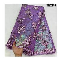 China Fancy Sequin Embroidery Mesh French African Lace Fabric for Ceremony Dress Abaya Dubai for sale