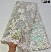 China Fancy Sequin Embroidery Mesh French African Lace Fabric for Ceremony Dress Abaya Dubai for sale