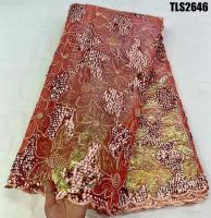 China Fancy Sequin Embroidery Mesh French African Lace Fabric for Ceremony Dress Abaya Dubai for sale
