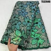 China Fancy Sequin Embroidery Mesh French African Lace Fabric for Ceremony Dress Abaya Dubai for sale