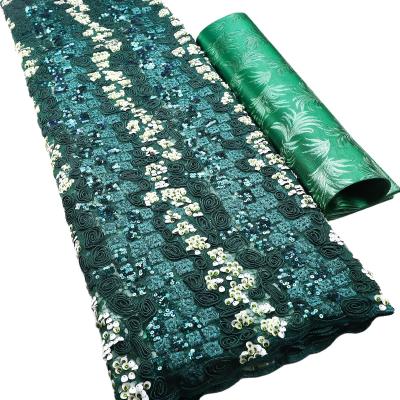 China New Arrival Quality Fancy Sequin Embroidery Mesh French African Lace Fabric For Formal Dress Abaya Dubai for sale