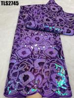 China Fancy Sequin Embroidery Mesh French African Lace Fabric for Formal Dress Abaya Dubai for sale