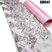 China 2023 Shiny sequins lace embroidery fabric net tulle lace french fabric for evening dress for sale