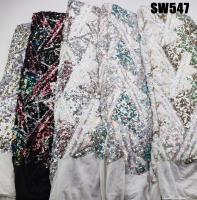 China 2023 Shiny sequins lace embroidery fabric net tulle lace french fabric for evening dress for sale