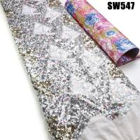 China 2023 Shiny sequins lace embroidery fabric net tulle lace french fabric for evening dress for sale