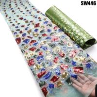 China High quality shiny sequins lace african lace embroidery fabric Nigerian lace fabric for wedding dress women clothing for sale