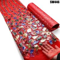 China High quality shiny sequins lace african lace embroidery fabric Nigerian lace fabric for wedding dress women clothing for sale