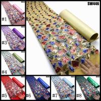 China High quality shiny sequins lace african lace embroidery fabric Nigerian lace fabric for wedding dress women clothing for sale