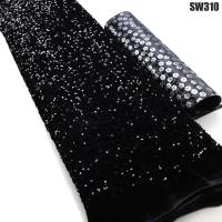 China Hot selling embroidered black tulle net sequins lace african fabric Austria french lace wedding dress velvet lace party fabric for sale