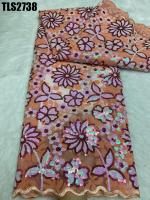 China TLS2738 embroidery fabric sequins lace home textile fabric for clothing for sale