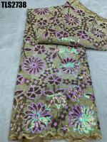 China TLS2738 embroidery fabric sequins lace home textile fabric for clothing for sale