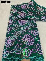 China TLS2738 embroidery fabric sequins lace home textile fabric for clothing for sale