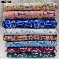 China TLS2738 embroidery fabric sequins lace home textile fabric for clothing for sale