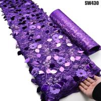 China 2023  Sequins Embroidery African Lace Fabric Bridal Hand Cut for wedding dress for sale