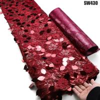 China 2023  Sequins Embroidery African Lace Fabric Bridal Hand Cut for wedding dress for sale