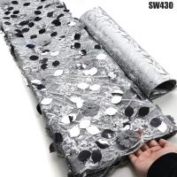 China 2023  Sequins Embroidery African Lace Fabric Bridal Hand Cut for wedding dress for sale