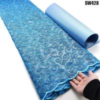 China 2023 Sequins lace french mesh net lace  wedding dress sew dress for bridal party lace fabric for sale