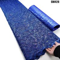 China 2023 Sequins lace french mesh net lace  wedding dress sew dress for bridal party lace fabric for sale