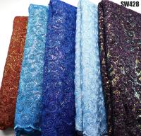 China 2023 Sequins lace french mesh net lace  wedding dress sew dress for bridal party lace fabric for sale