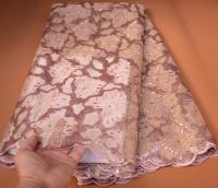 China Exquisite plain color sequin lace fabric organza lace fabric design for african wedding dress for sale
