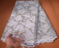 China Exquisite plain color sequin lace fabric organza lace fabric design for african wedding dress for sale