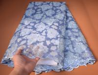 China Exquisite plain color sequin lace fabric organza lace fabric design for african wedding dress for sale