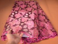 China Exquisite plain color sequin lace fabric organza lace fabric design for african wedding dress for sale