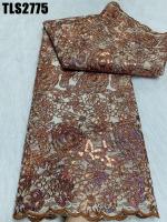 China Hot sale Fancy Design New Double net Lace Fabric Sequin Tulle Glitter Sequin Fabric Mesh lace for sale