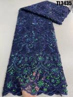China 2023 Nigeria Best selling emerald green flowers embroidery African tulle net lace fabric for party dress for sale