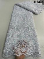 China 2023 Nigeria Best selling emerald green flowers embroidery African tulle net lace fabric for party dress for sale