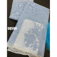 China Hot sale Fancy Design New Double net Lace Fabric Sequin Tulle Glitter Sequin Fabric Mesh lace for sale