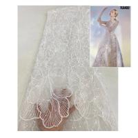 China 2023 Supoo Nice tulle lace african lace fabric for women clothing wedding dress embroidery fabric french  white sequins lace for sale
