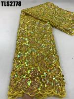 China Hot selling 2023  tulle lace fabric african lace nigerian sequins lace french fabric Senegal dress for party for sale