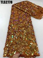 China Hot selling 2023  tulle lace fabric african lace nigerian sequins lace french fabric Senegal dress for party for sale