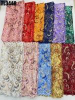 China Hot selling tulle lace with sequins african net lace dress fabric french net lace wedding bridal dress for party for sale