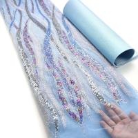 China Wholesale price bridal beaded lace fabric mesh african lace fabric for wedding dress embroidery french lace for party for sale