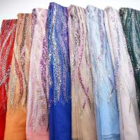 China Wholesale price bridal beaded lace fabric mesh african lace fabric for wedding dress embroidery french lace for party for sale