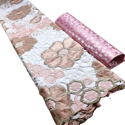 China Supoo High quality Nigerian Lace fabric flocking velvet lace african lace fabric for party/wedding for sale