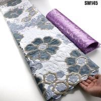 China Supoo High quality Nigerian Lace fabric flocking velvet lace african lace fabric for party/wedding for sale