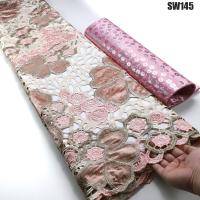 China Supoo High quality Nigerian Lace fabric flocking velvet lace african lace fabric for party/wedding for sale