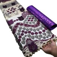 China Supoo Flocking Velvet Lace Mesh Fabric African Lace Fabric for Nigerian Wedding/Party for sale
