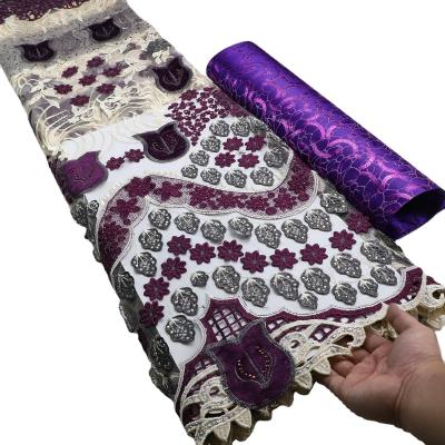 China Supoo Flocking Velvet Lace Mesh Fabric African Lace Fabric for Nigerian Wedding/Party for sale