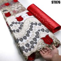 China Supoo Flocking Velvet Lace Mesh Fabric African Lace Fabric for Nigerian Wedding/Party for sale