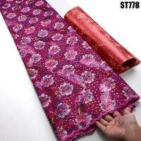 China Polyester African Lace Silk Velvet Embroidery Fabric Perfect for Wedding Bridal Dress for sale