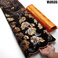 China Supoo good quality shiny african lace velvet embroidery fabric with sequins stretch Korean velvet for party for sale