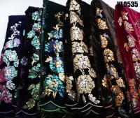 China Supoo good quality shiny african lace velvet embroidery fabric with sequins stretch Korean velvet for party for sale