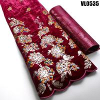 China Supoo good quality shiny african lace velvet embroidery fabric with sequins stretch Korean velvet for party for sale