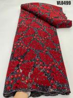 China Newest Supoo Velvet Lace Fabric with Sequins and Embroidery Water Soluble Embroidered for sale
