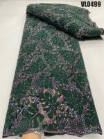 China Newest Supoo Velvet Lace Fabric with Sequins and Embroidery Water Soluble Embroidered for sale